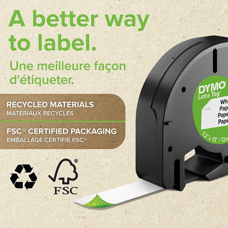 Dymo LetraTag 12267 (S0721530) - Texte noir sur fond transparent ...